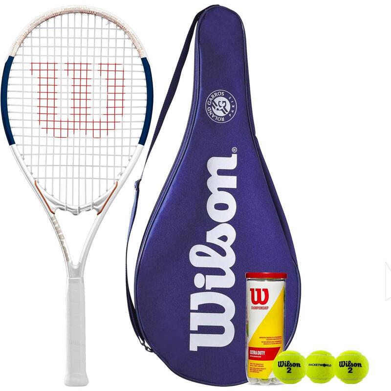 Wilson Roland Garros Elite Tennis Racket, RG Cover & 3 Tennis Balls ...