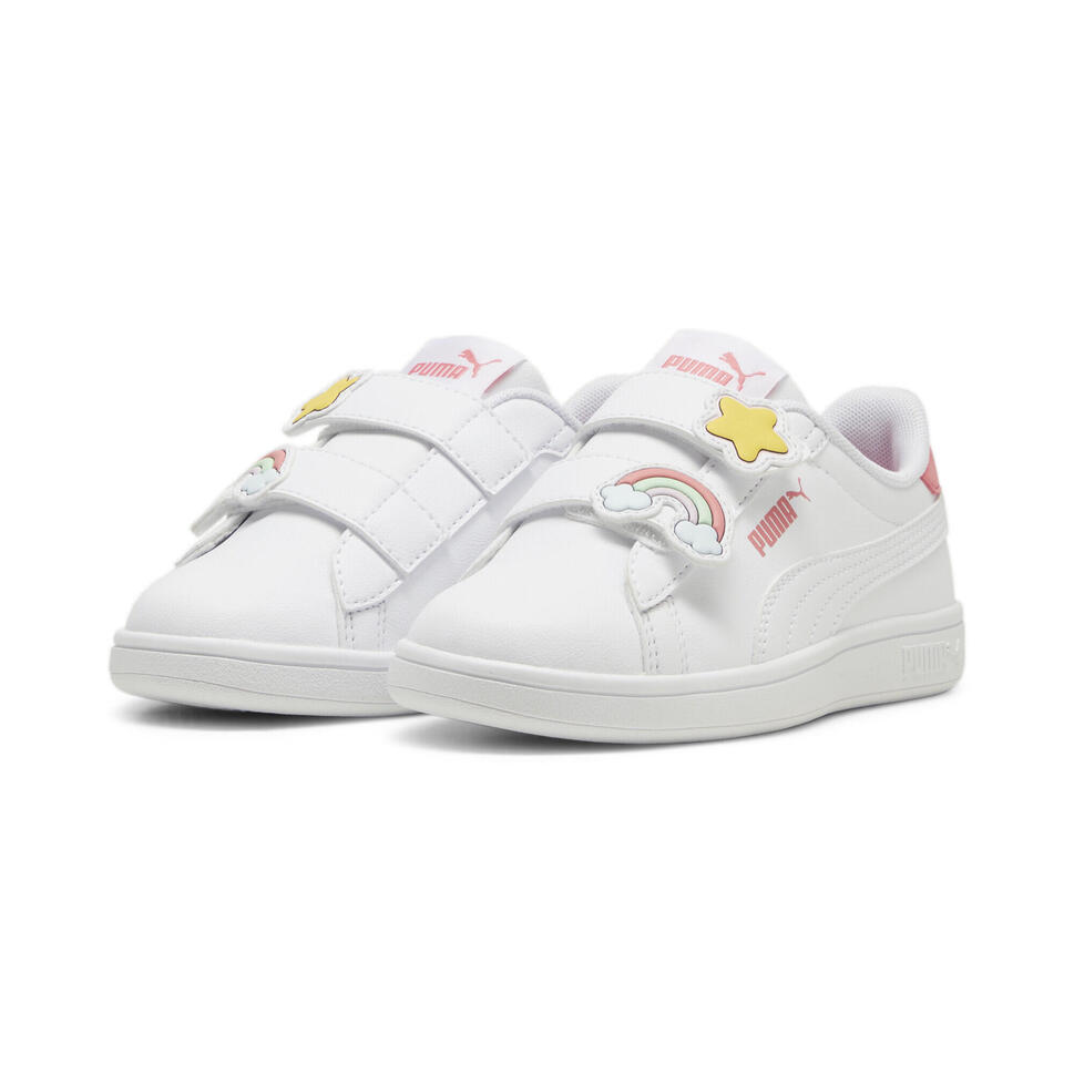 Chaussures à scratch PUMA Smash 3.0 Badges Enfant PUMA White Green ...