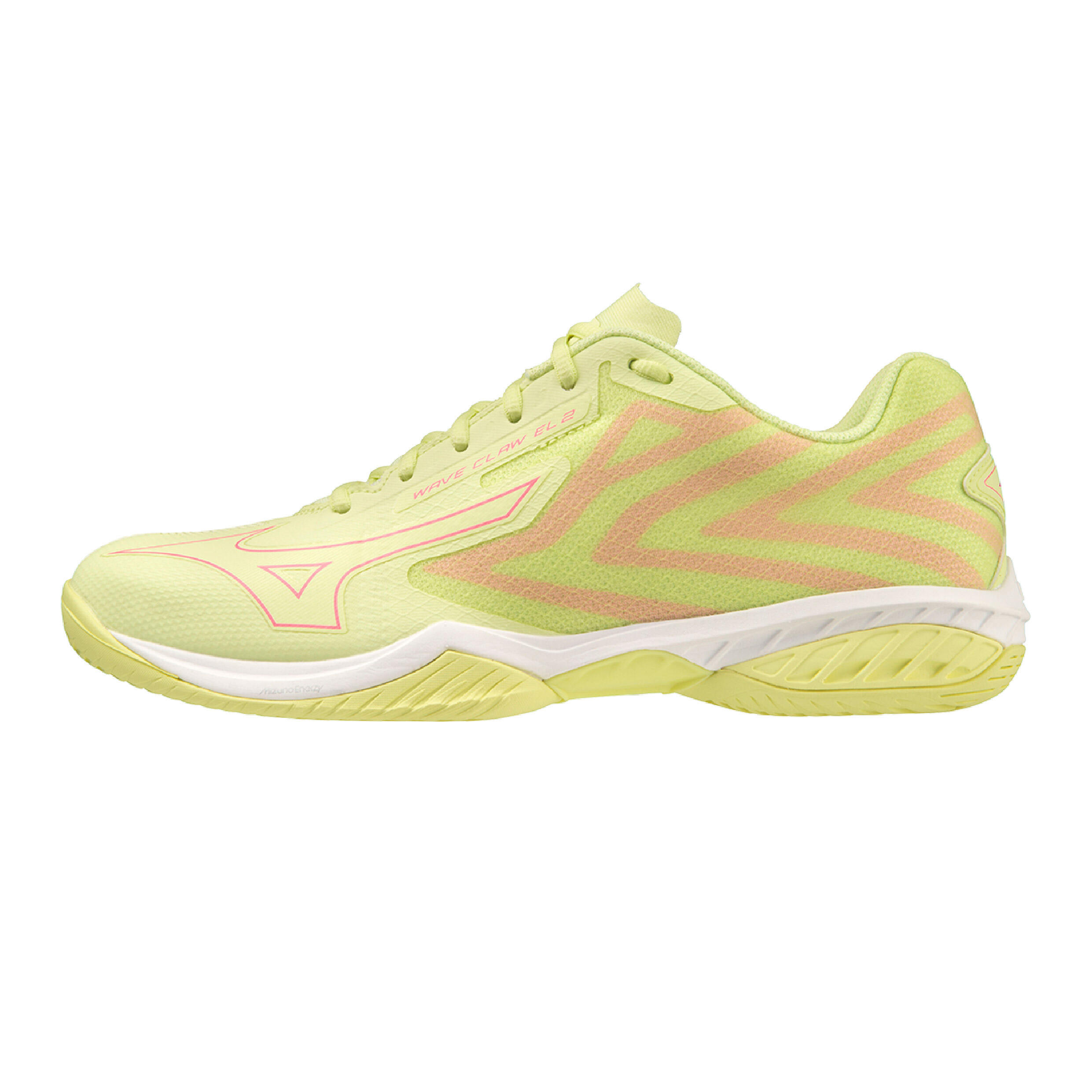 Badminton Shoe Mizuno Wave Claw EL 2 Luminary Green High Vis Pink White 23 A W