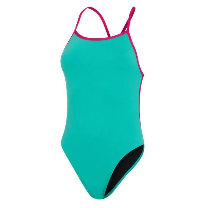 Speedo Solid Vback Swimsuit - Tile/ Electric Pink SPEEDO | Decathlon