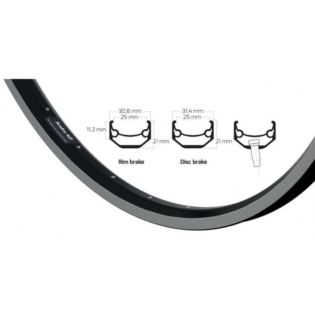 RYDE Ryde Andra 40 24 inch zwarte velg met remrand 36 gaten 14g | Decathlon