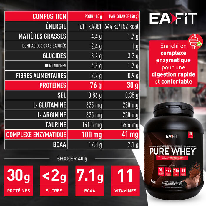 PURE WHEY DOUBLE CHOCOLAT EAFIT EAFIT | Decathlon