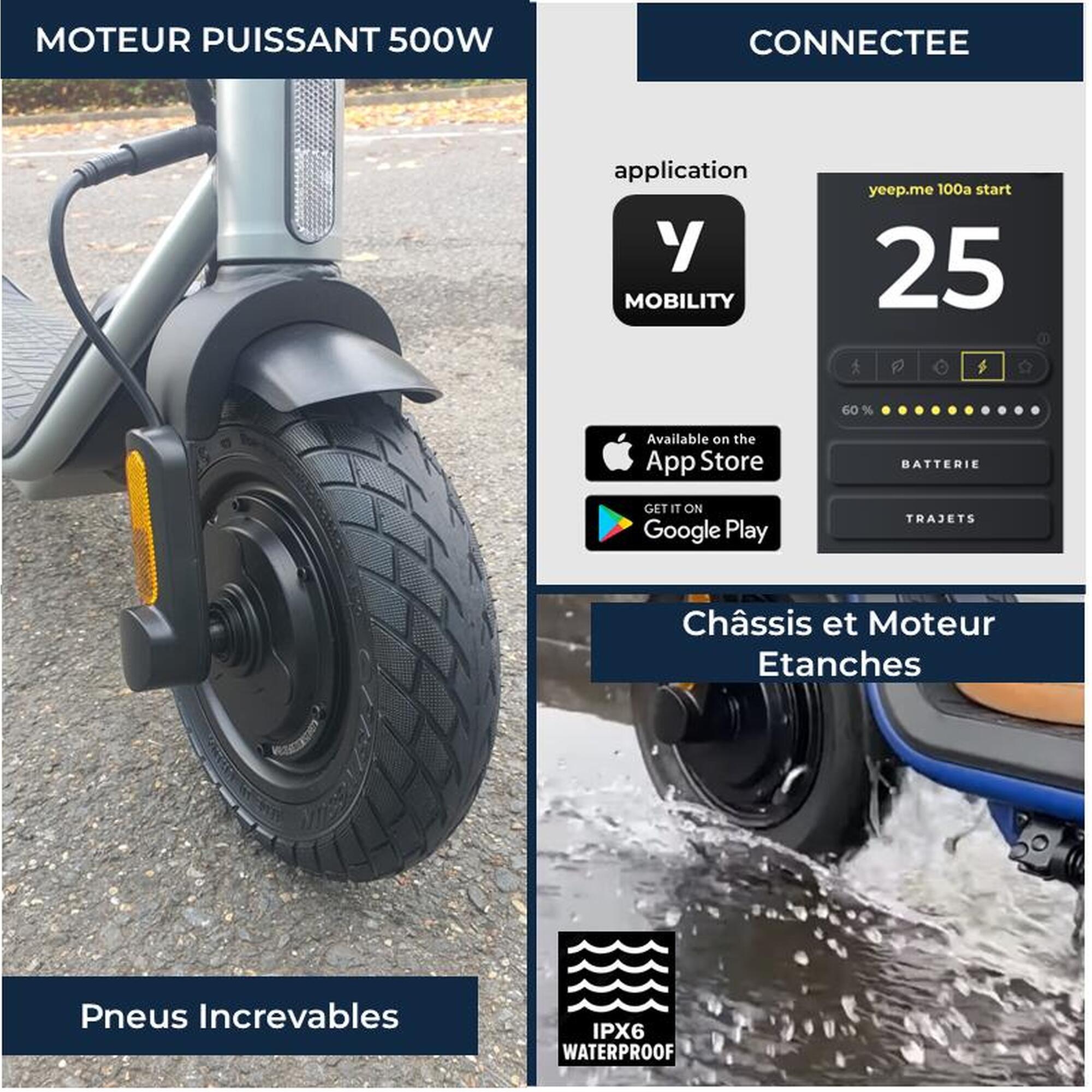 Trottinette électrique YEEP.ME 100a start - 10'' 500W 30km - Garantie 5 ...