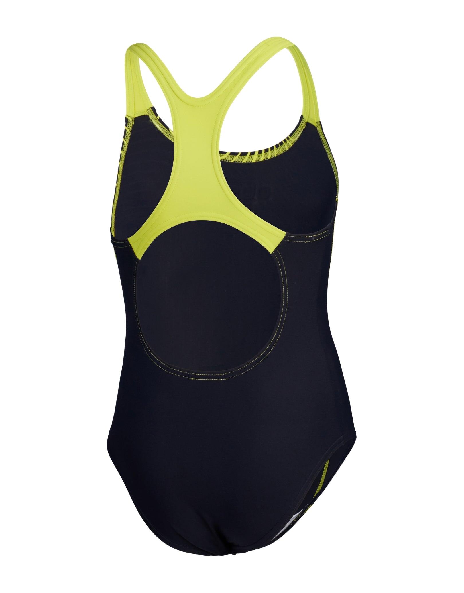 Speedo Girls Medley Logo Medalist Swimsuit Navy Yellow Speedo Decathlon