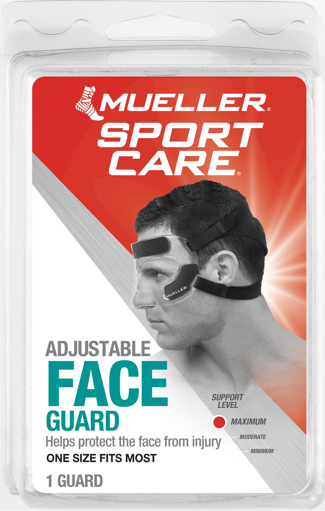Mueller Face Guard Sports Shatterproof Adjustable with Foam Padding ...