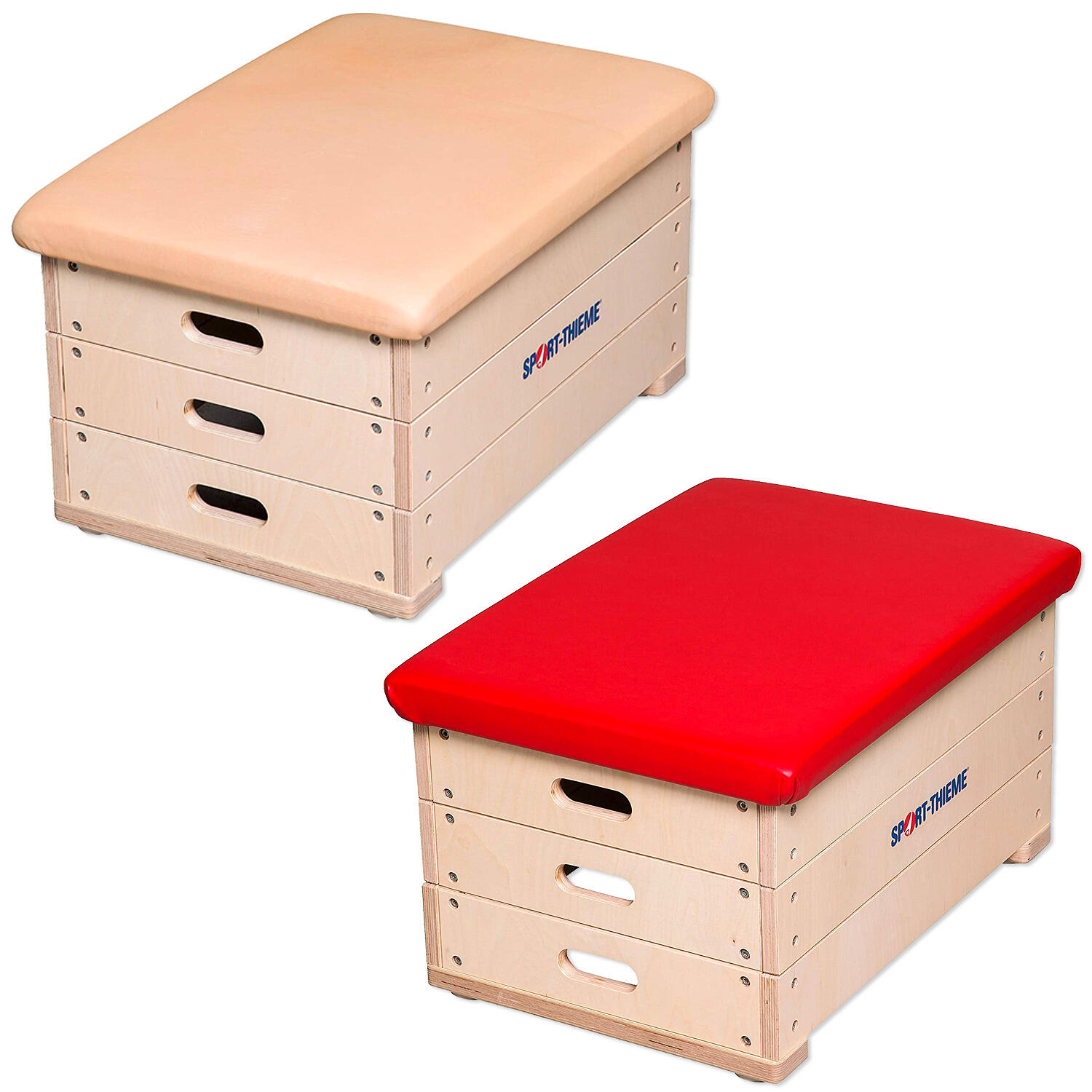 Sprungkasten Multiplex, 3-teilig Mit Kernrindlederbezug Turnen ...