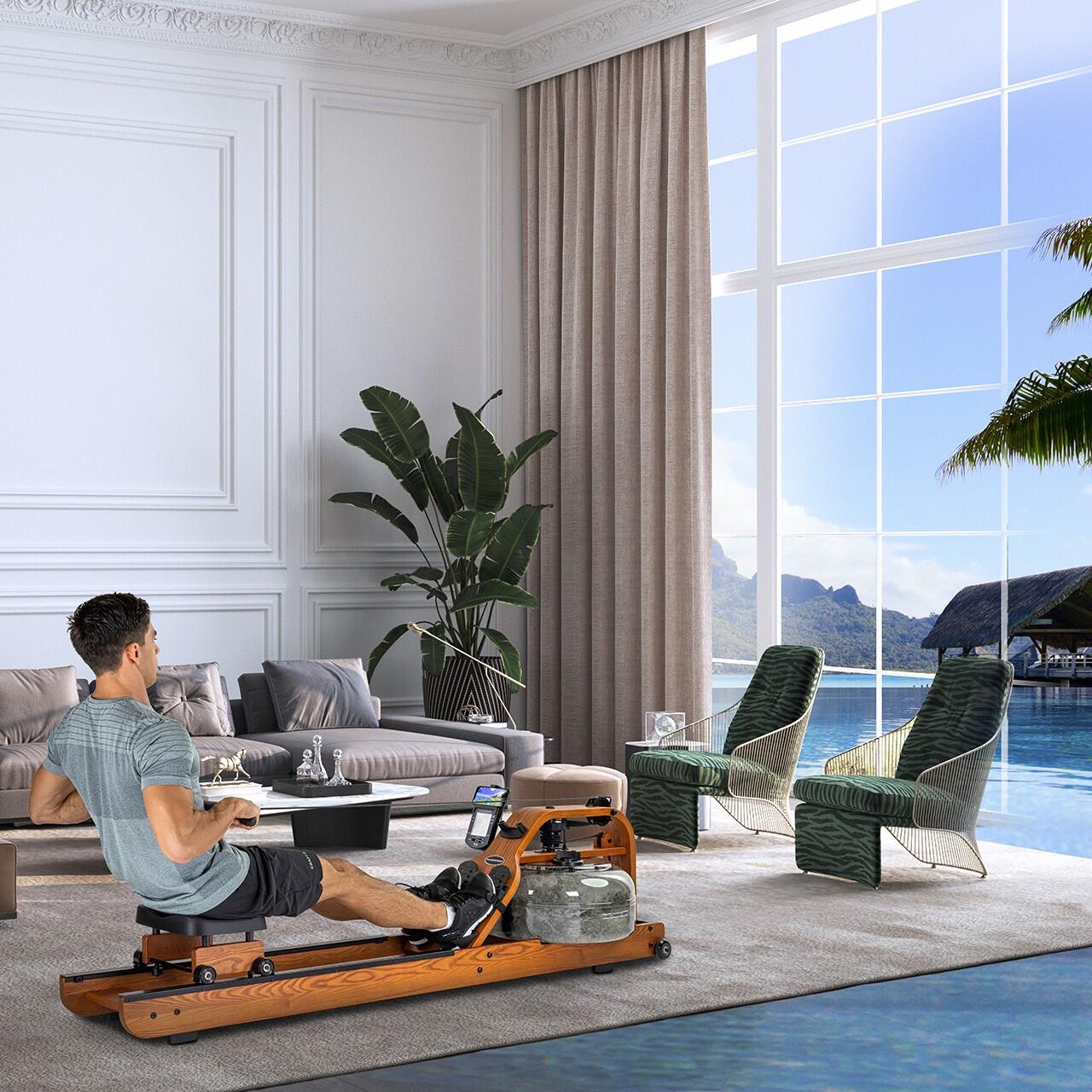 Fluid Rower Viking PRO XL Water Rower Wood, Dual Reservoir, Bluetooth ...