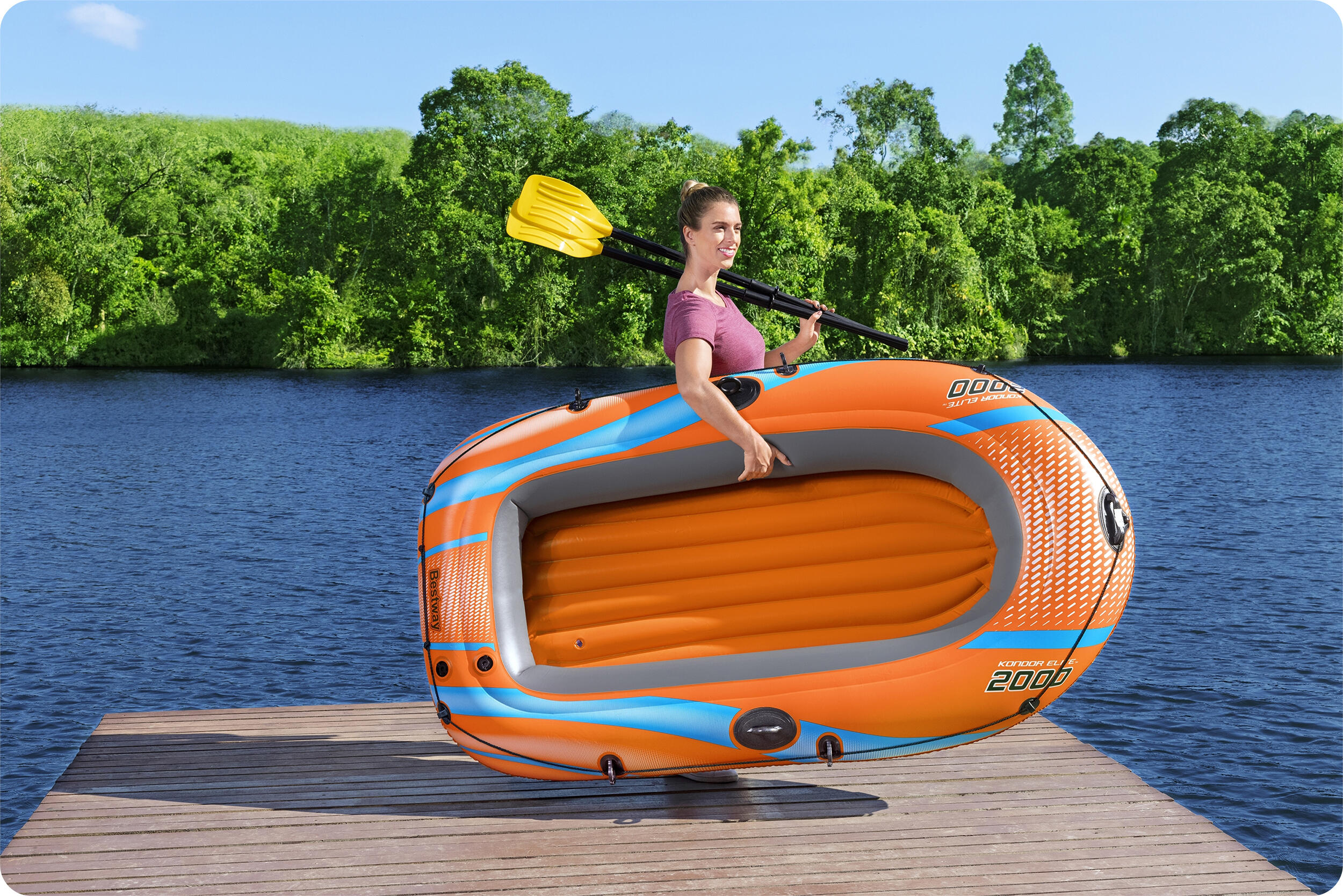 Bestway Kondor 2000 Inflatable Rubber Boat, One-Man Dinghy Boat BESTWAY | Decathlon