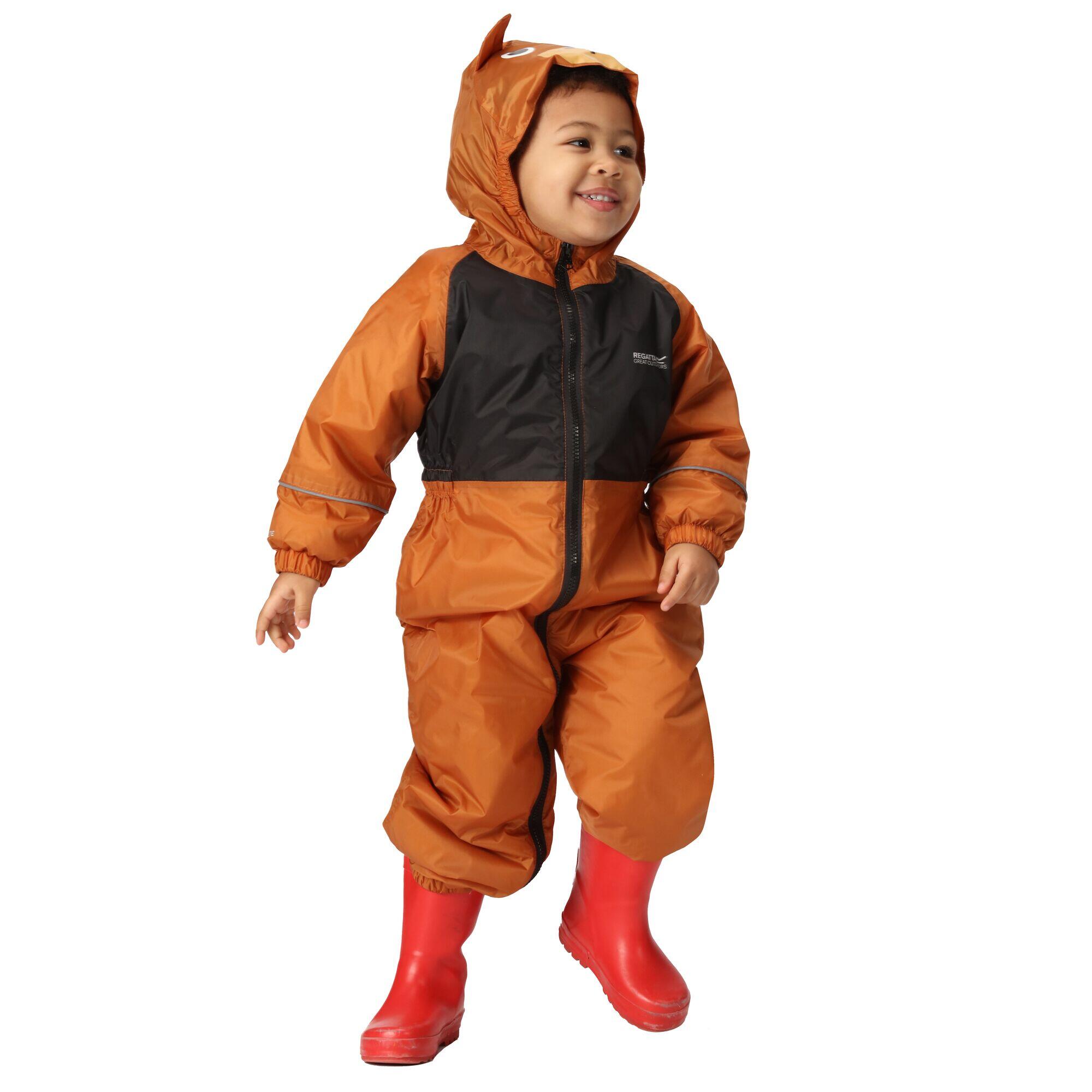 Childrens/Kids Mudplay III Bear Waterproof Puddle Suit (Copper Almond/Black) REGATTA | Decathlon