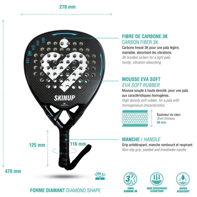 Raquette de padel 3K CARBON SKINUP ACADEMY | Decathlon