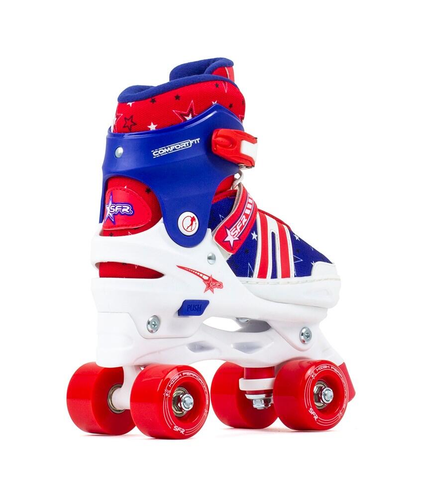 Spectra Blue/Red Adjustable Kids Quad Roller Skates SFR | Decathlon