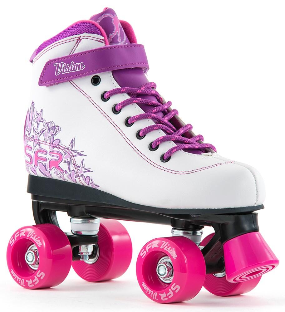 Vision II White/Pink Kids Quad Roller Skates SFR | Decathlon