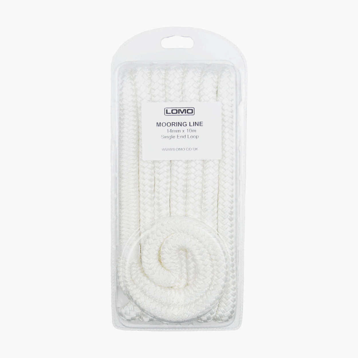 Lomo Nylon Braided Mooring Line - Spliced One End - 14mm x 10m - White ...