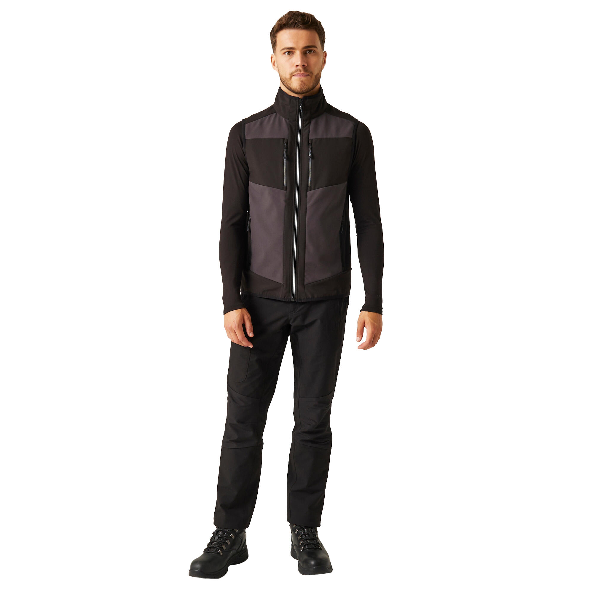 Mens Colour Block Softshell Body Warmer (Ash/Black) | Decathlon