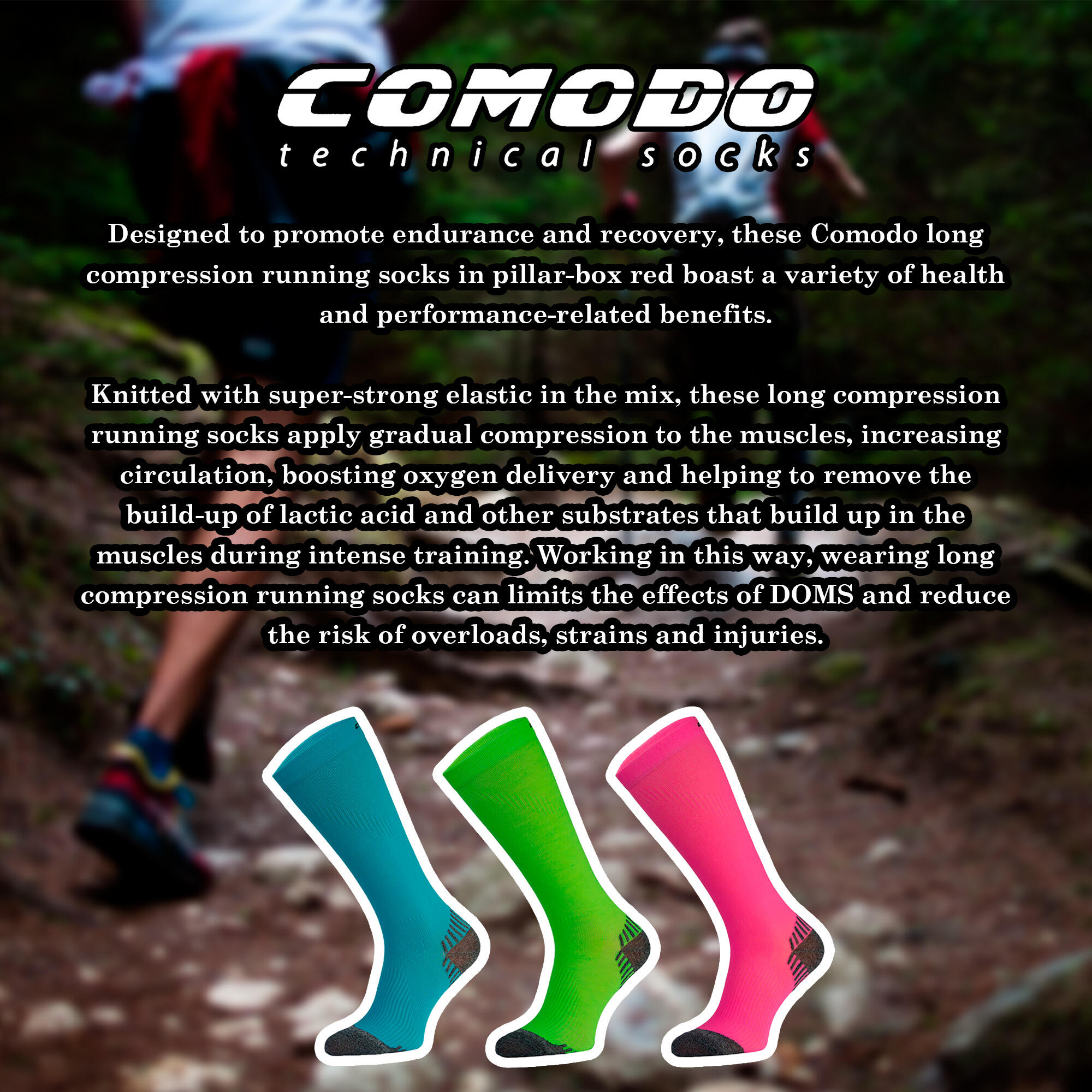 1 Pack Unisex Over the Calf Compression Running Socks COMODO | Decathlon