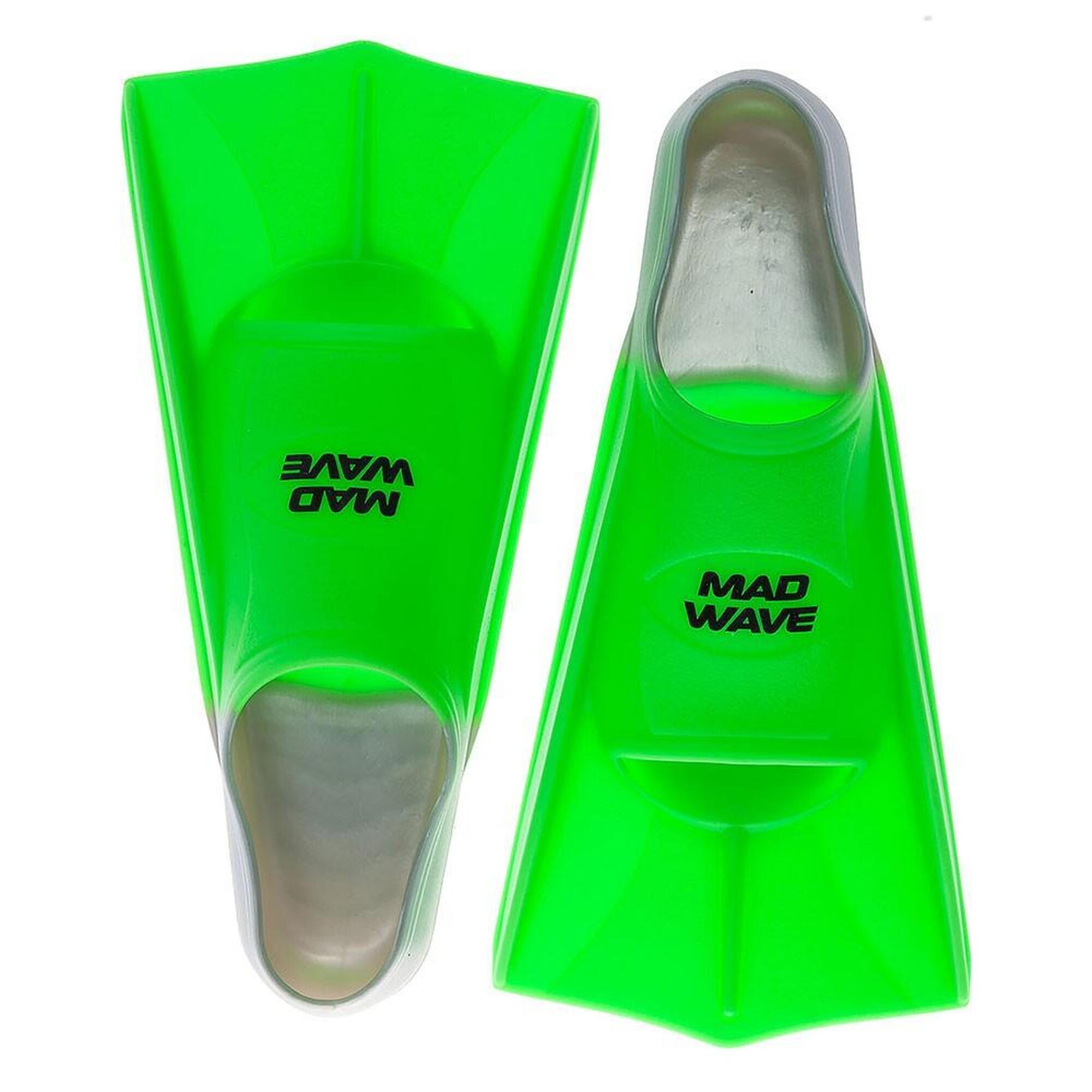 Aletas natación cortas MAD WAVE FINS TRAINING Verdes | Decathlon