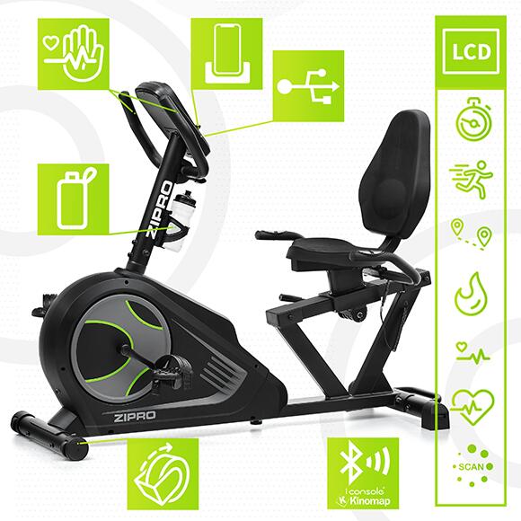 Vélo d'appartement électromagnétique Zipro Glow WM connecté iConsole+ ...