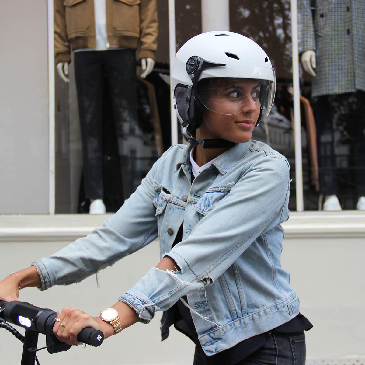Helm YEEP.ME H.30 Vision LED Cool Grey mit LED und Visier für Fahrrad ...