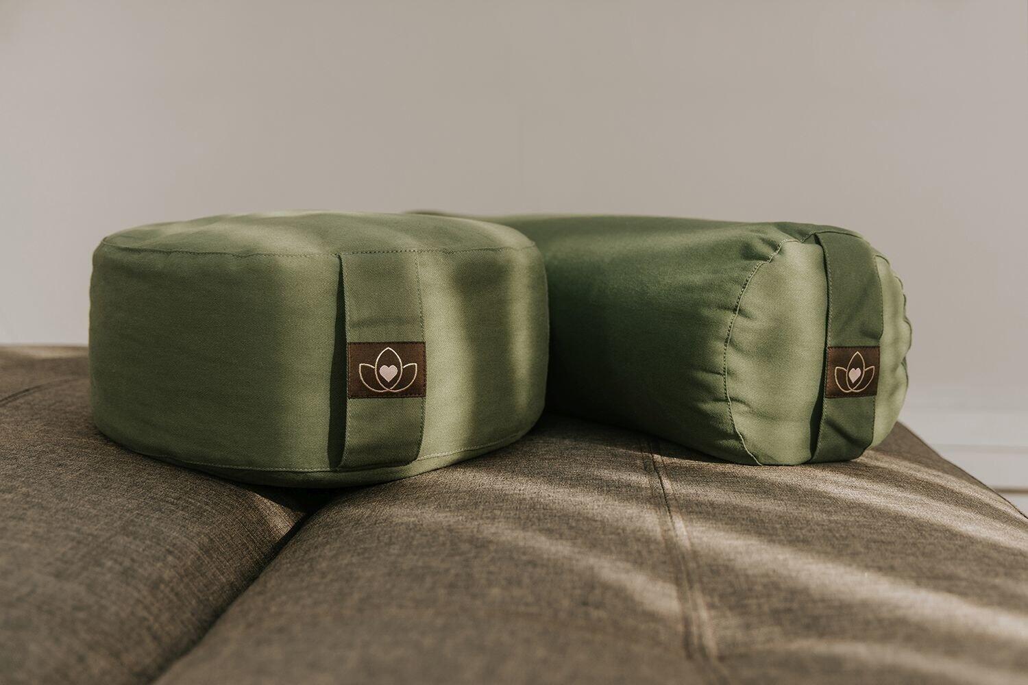 Lotus Meditatiekussen eco olijfgroen rond | Decathlon