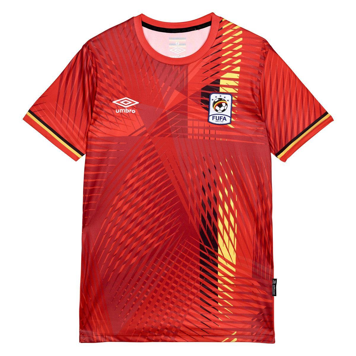 Mens 21/22 Uganda National Football Team Home Jersey (Red/Yellow) UMBRO ...