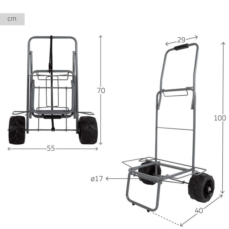 Chariot de plage pliable avec grandes roues et corde de maintien Aktive ...
