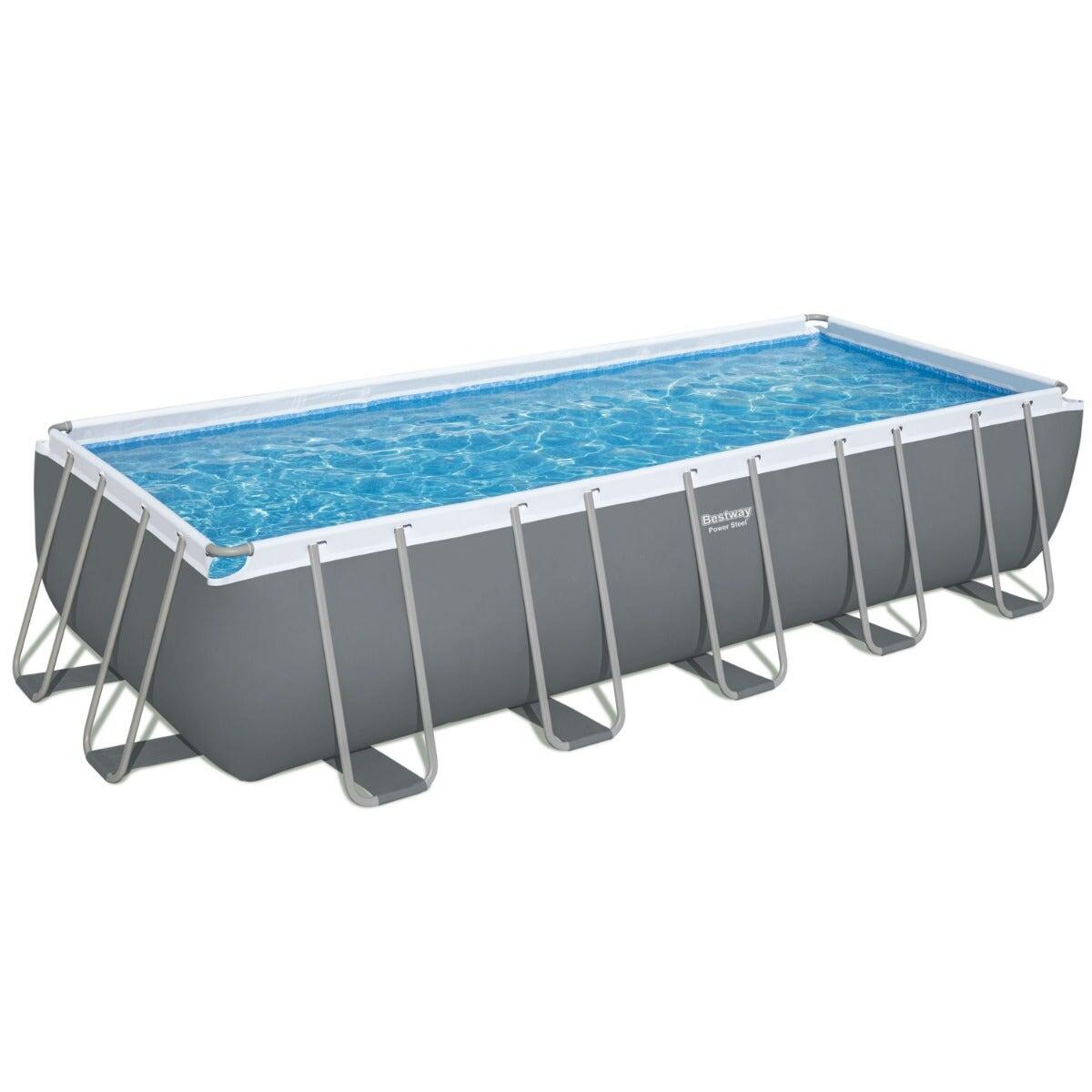 Bestway Power Steel Rectangular 21ft x 9ft x 52" Above Ground Pool ...