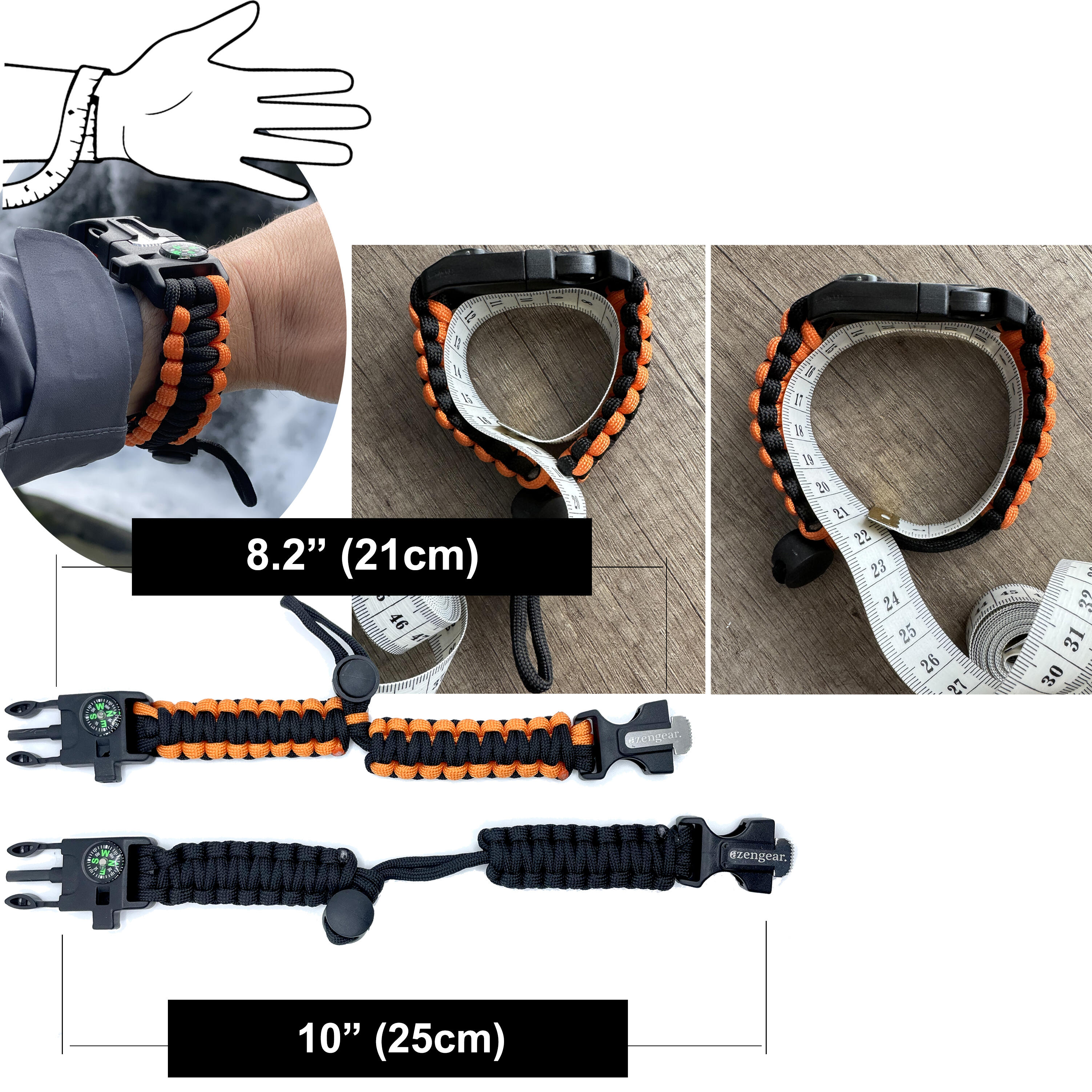 Paracord survival bracelet with flint store