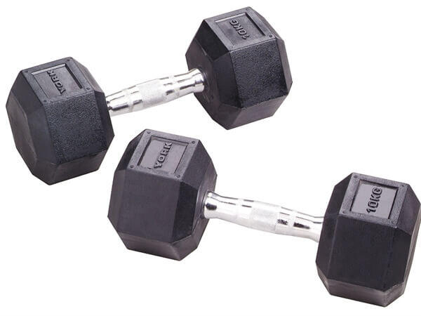 York 5KG Rubber Hex dumbbell