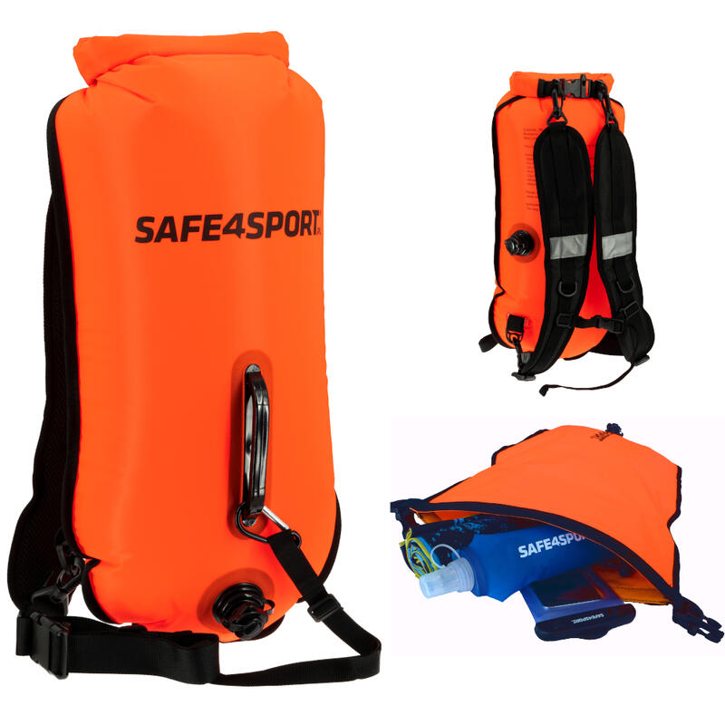 Bojka asekuracyjna do pływania RunSwimmer z funkcją plecaka SAFE4SPORT ...