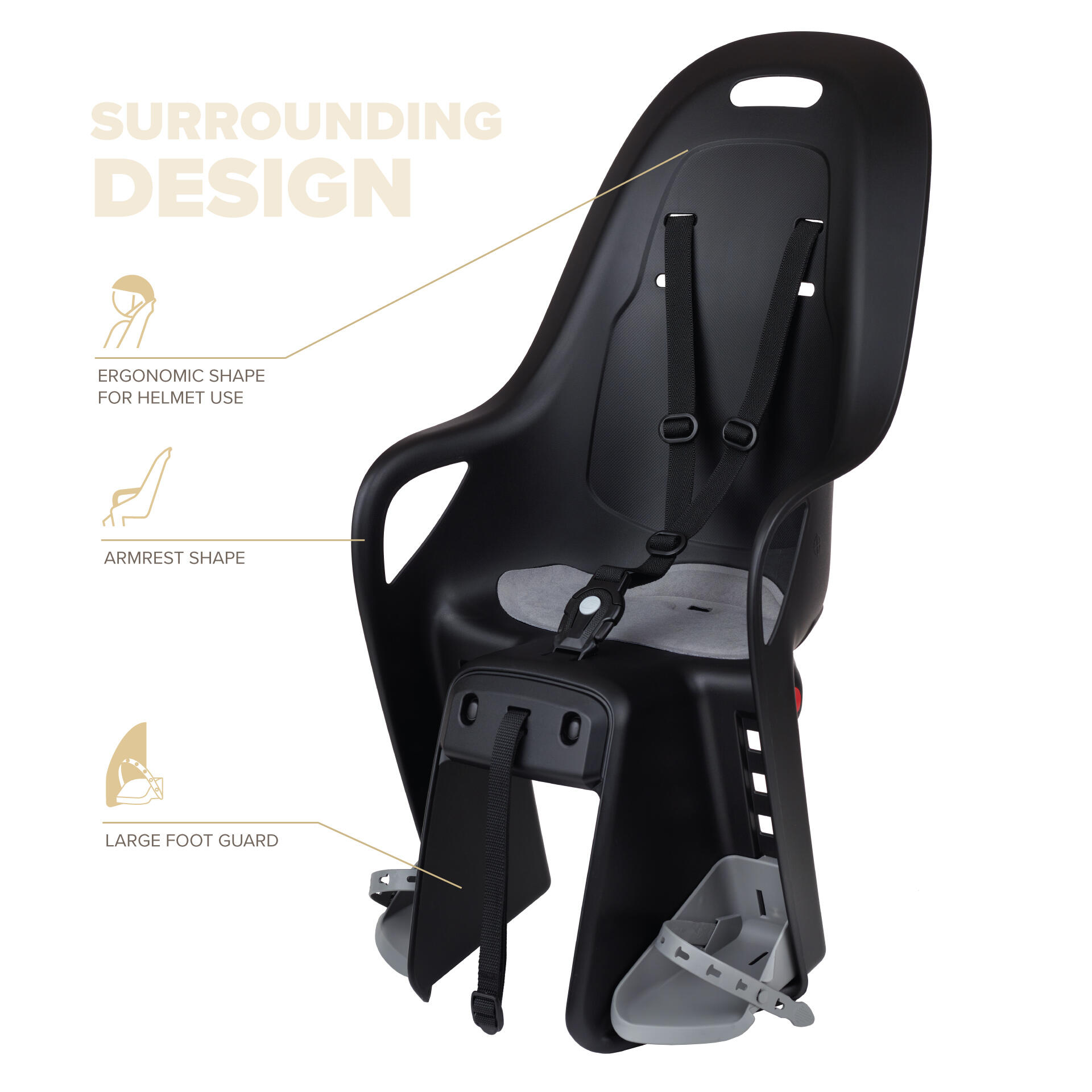 Hinterer Fahrradsitz für Gepäckträger KOARI Gelb/Grau | Decathlon