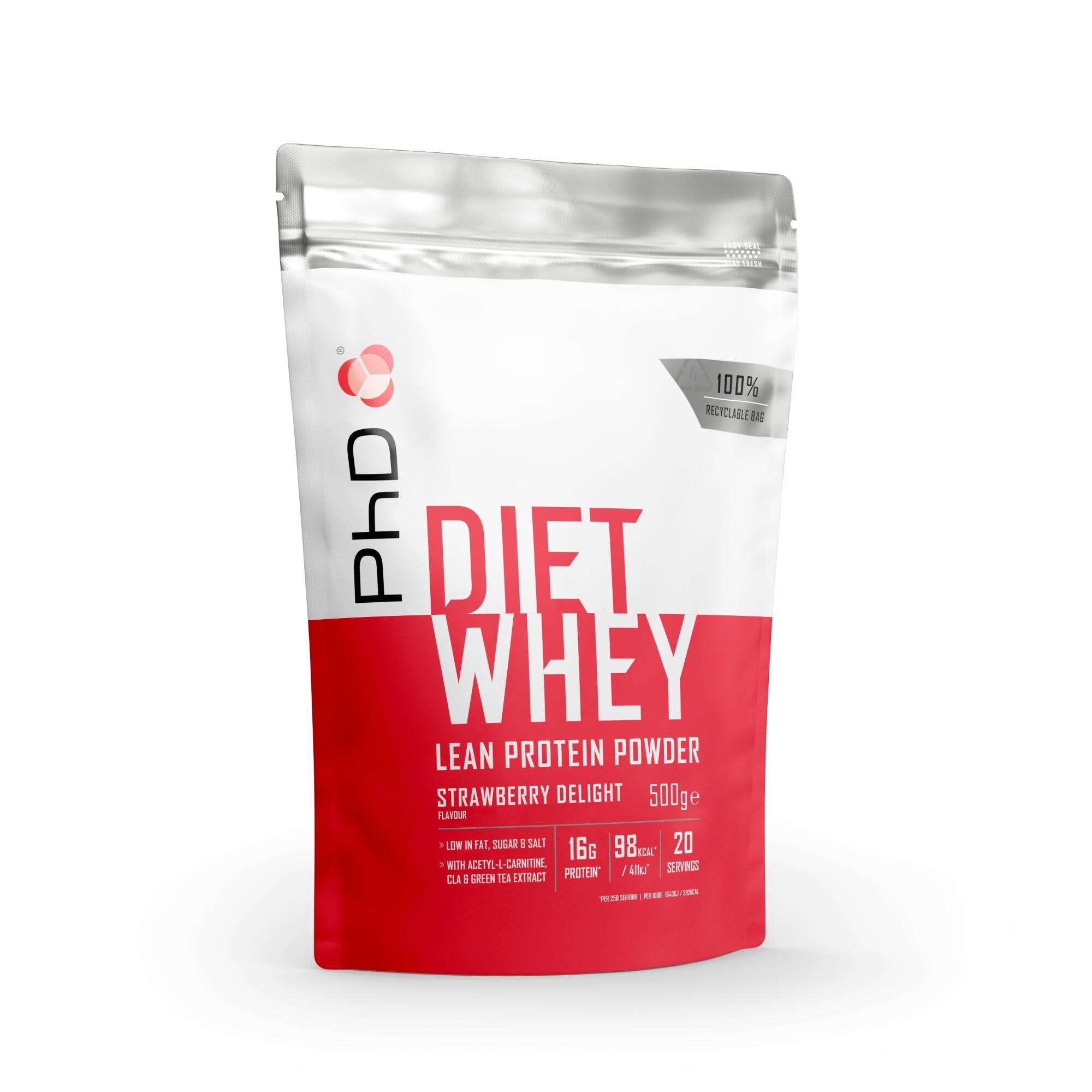 PhD Nutrition | Diet Whey Powder | Strawberry Delight Flavour | 500g ...