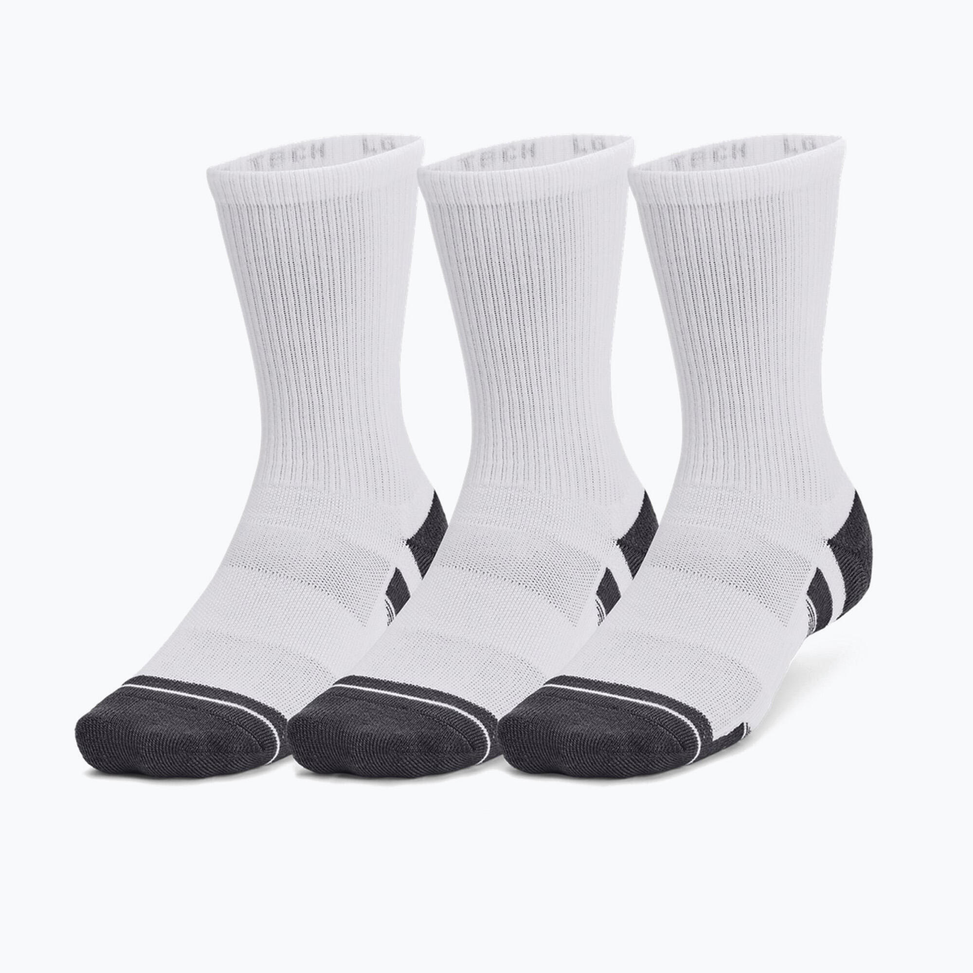 Pack of 3 UA Performance Tech High Crew Socks White | Decathlon