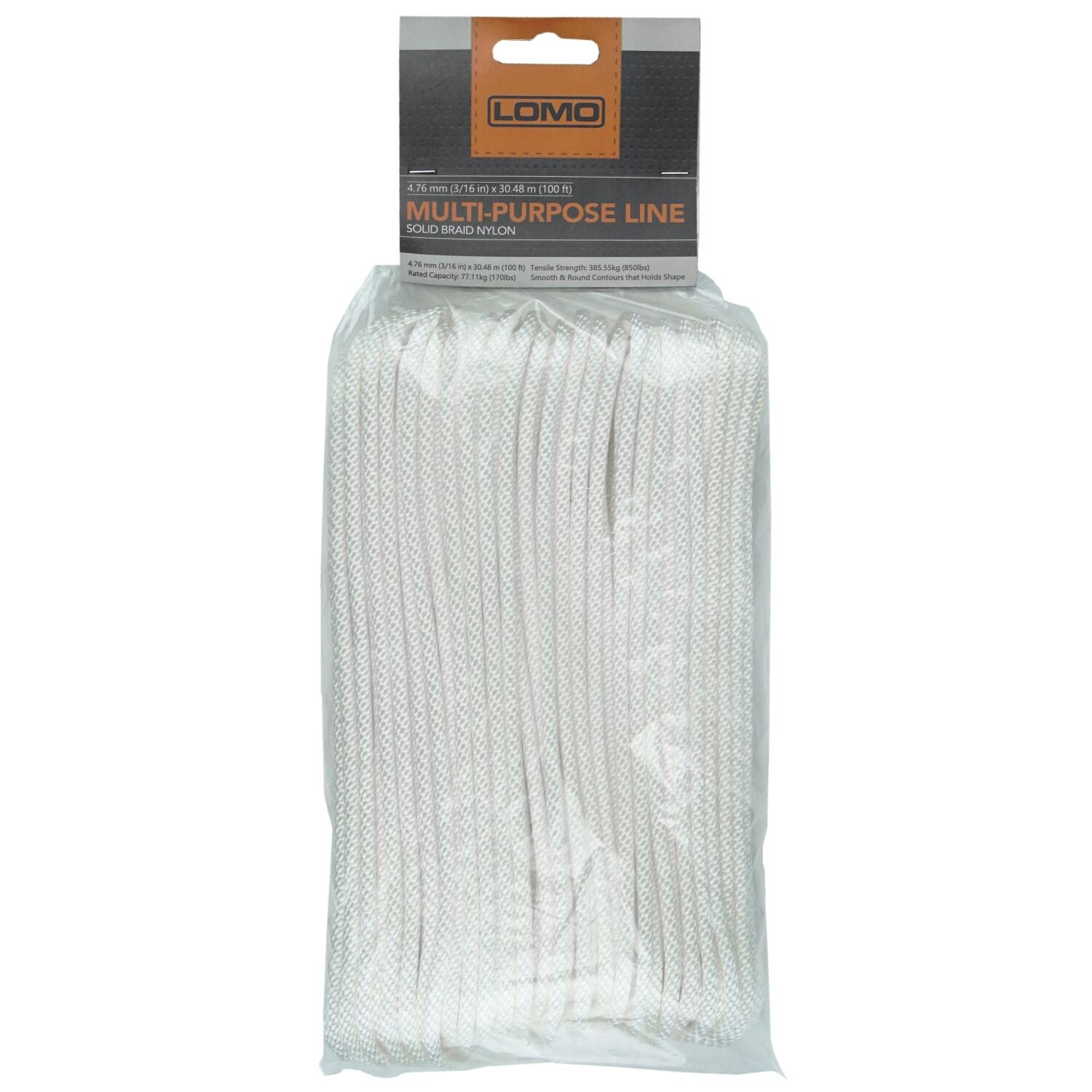 Lomo Multi Purpose Line, 4.76mm x 30m Solid Braid Nylon Rope - White ...