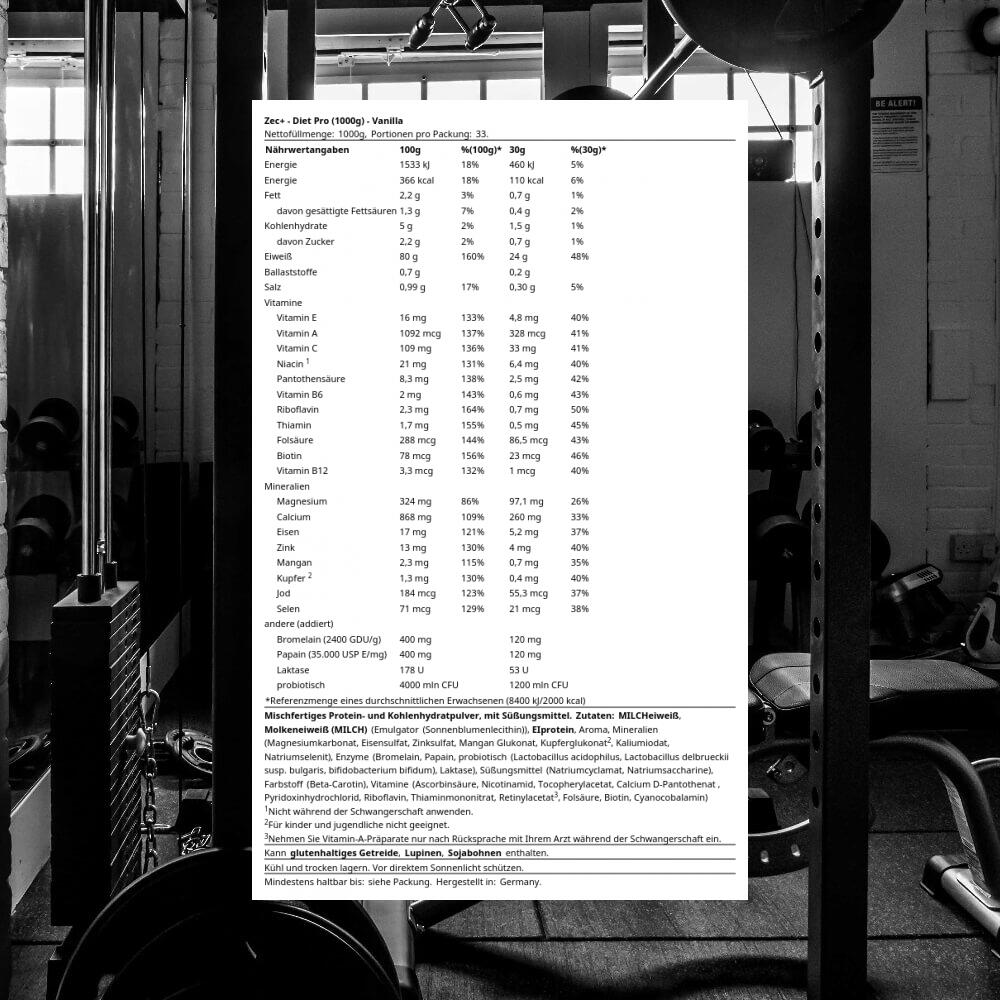 Zec+ Diet Pro (1000g) Vanilla - Eiwitten - Eiwit Mix ZEC+ NUTRITION ...