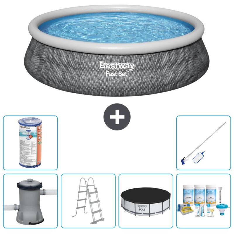 Bestway Fast Set Zwembad - 457 x 107 cm - Rotanprint met Accessoires ...