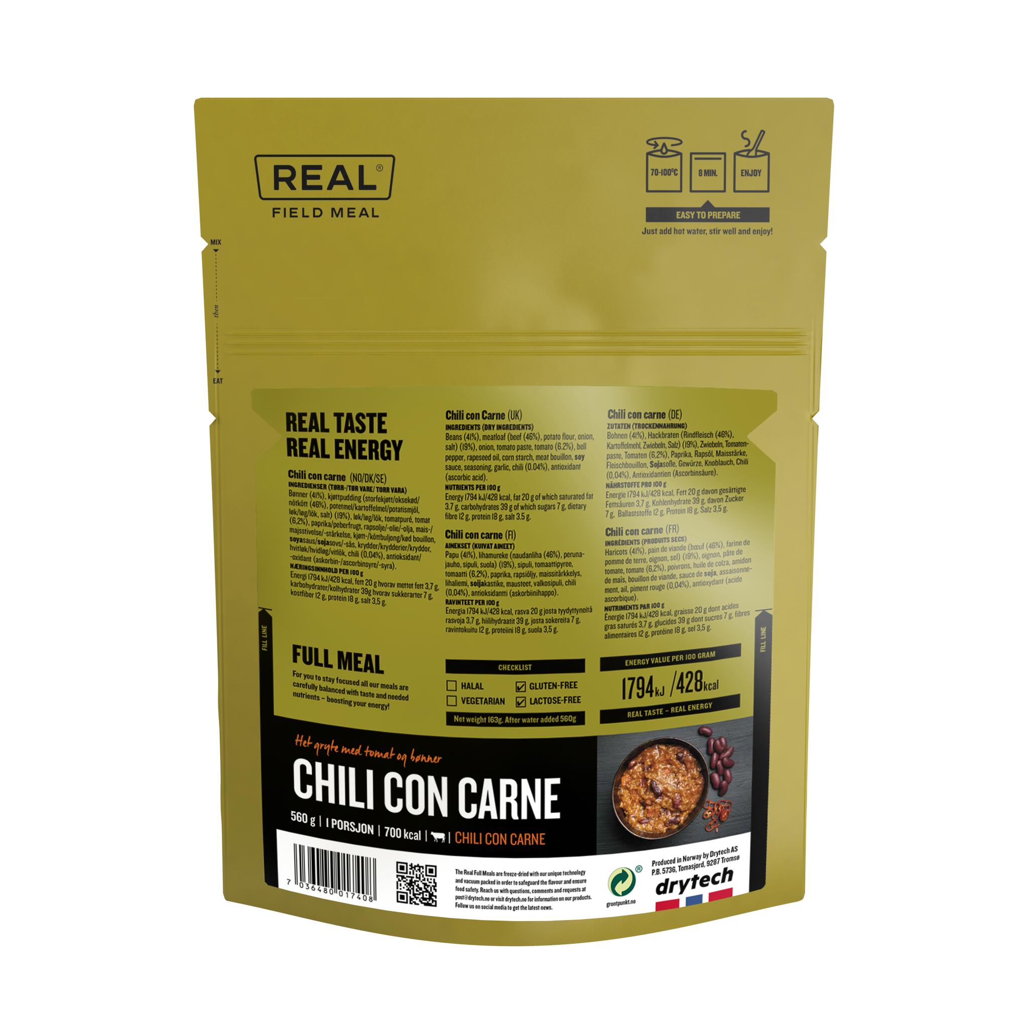 Real Turmat (Field Meal) Chili Con Carne (700kcal) REAL FIELD MEAL ...