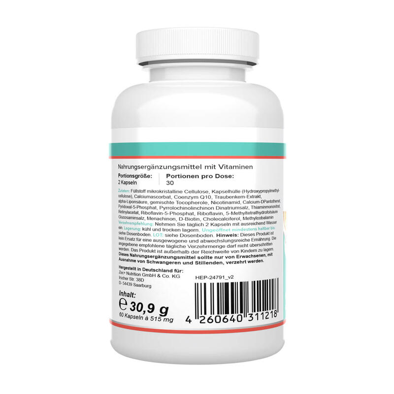 HEALTH+ All In One Multivitamin Komplex, 60 Kapseln ZEC+ NUTRITION ...