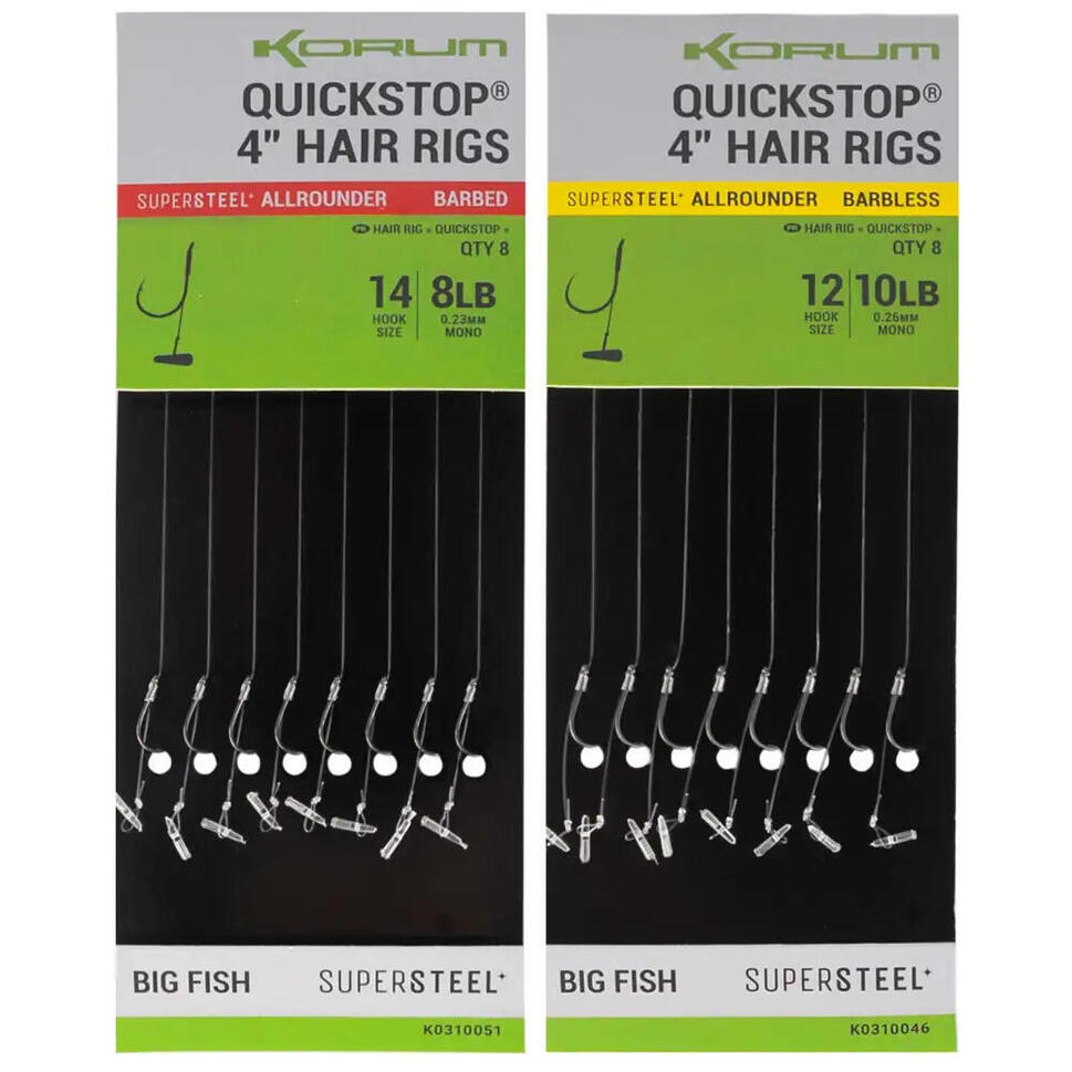 Hameçons Korum 4 Big Fish Hair Rigs W/Quickstops Barbed KORUM | Decathlon