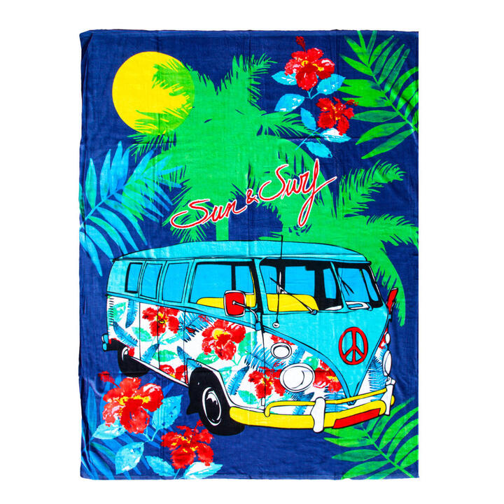 SERVIETTE DE PLAGE EN COTON IMPRIMÉ - DOUBLE SUN & SURF | Decathlon