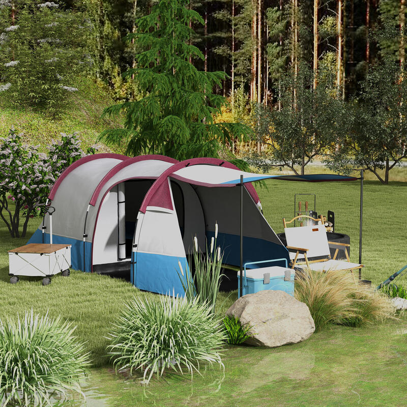 OUTSUNNY - Outsunny Cort de Camping Impermeabil cu 2 Zone Și 3 Intrări ...