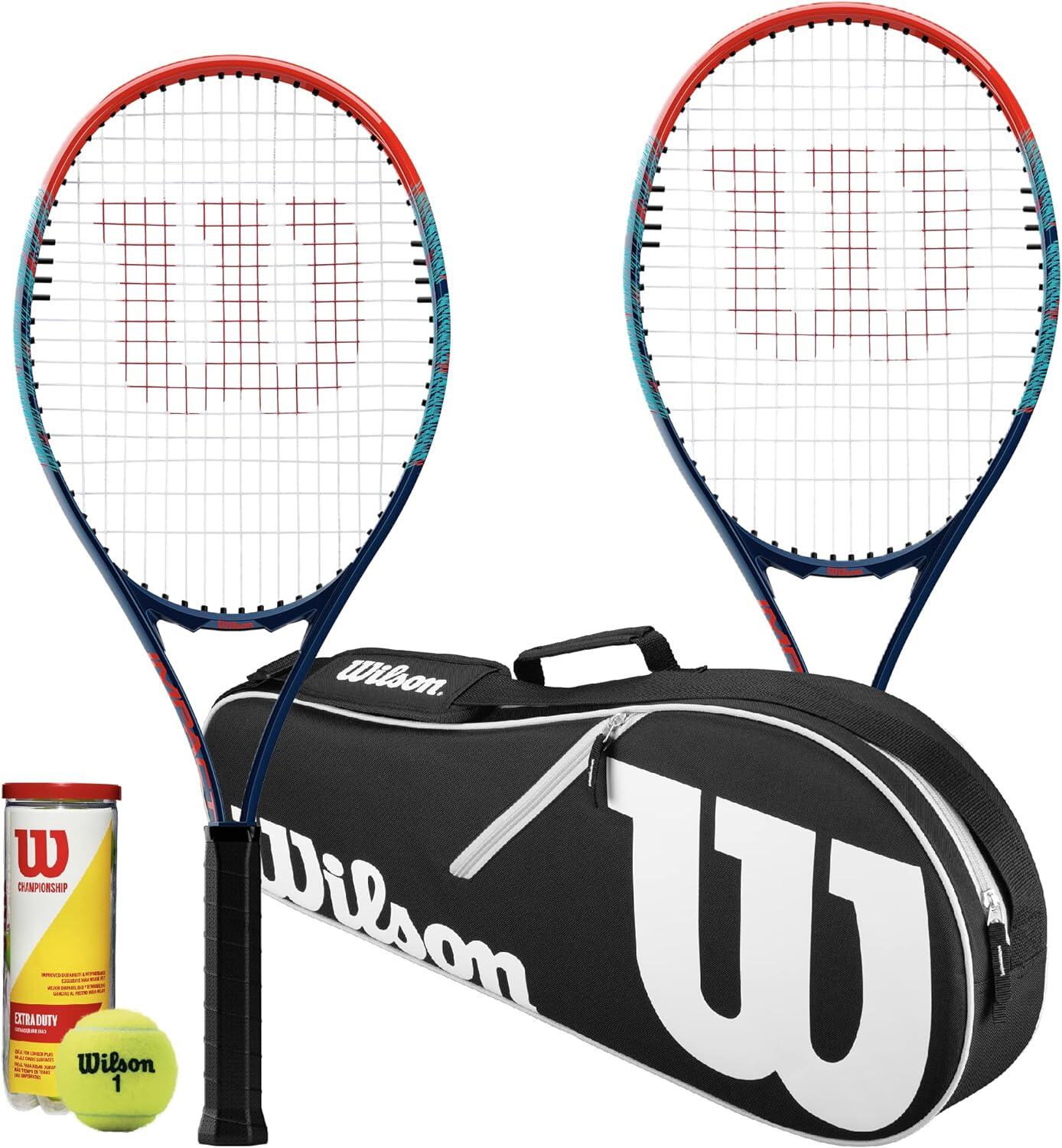 Wilson Impact Tennis Racket Twin Set, Wilson Carry Bag & Tennis Balls ...