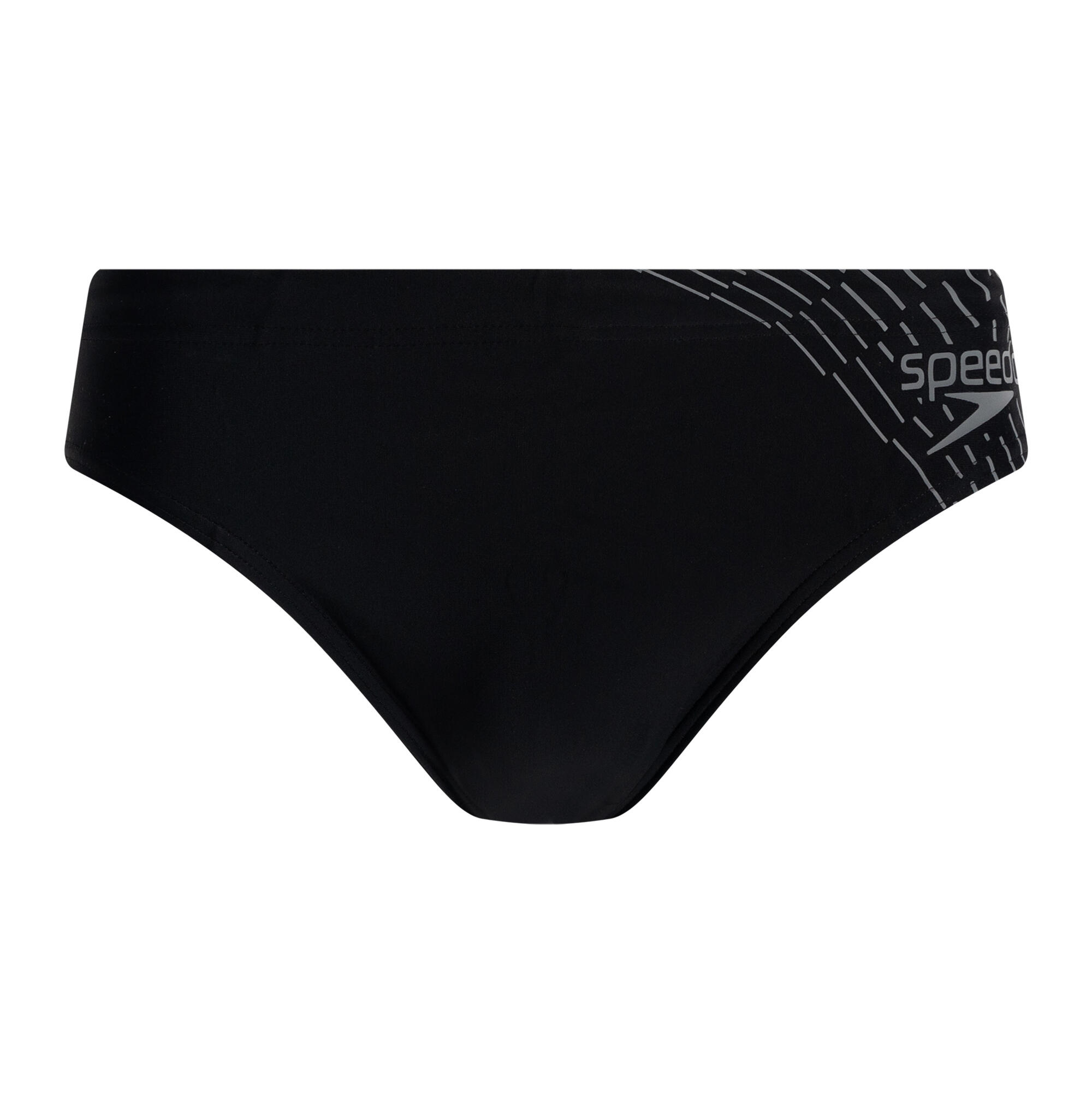 Medley Logo 7cm Adult Male Swim Brief Black/Grey SPEEDO | Decathlon