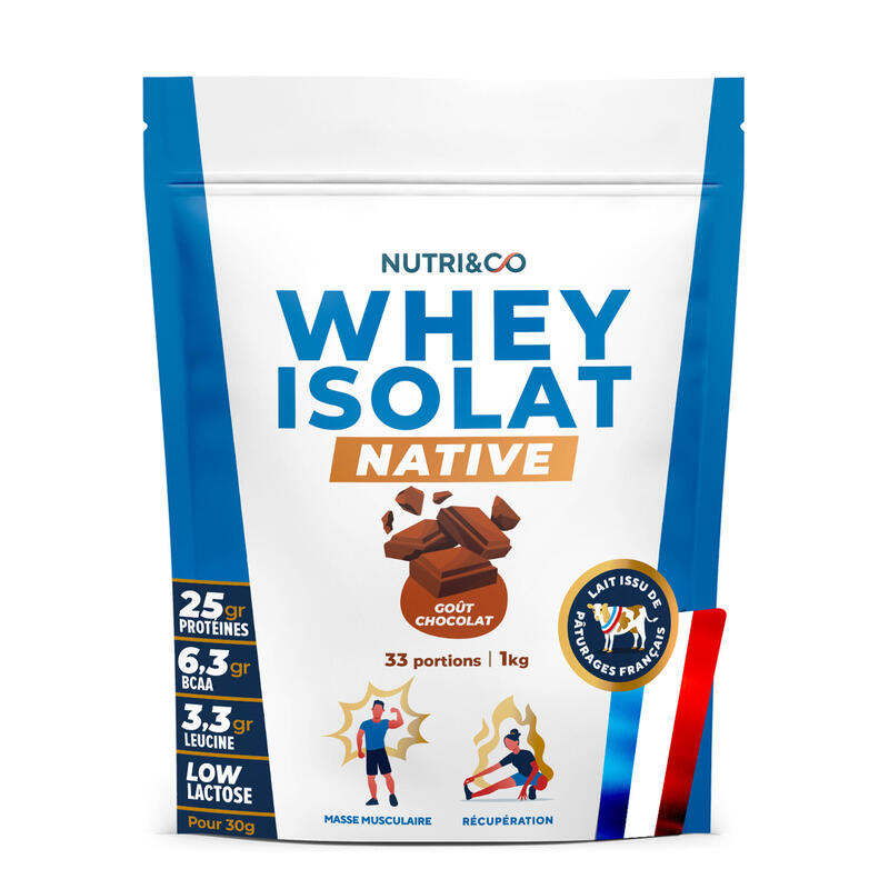 Whey Isolate Native - Prise de Masse & Musculation - Goût Café - 1kg NUTRI&CO | Decathlon