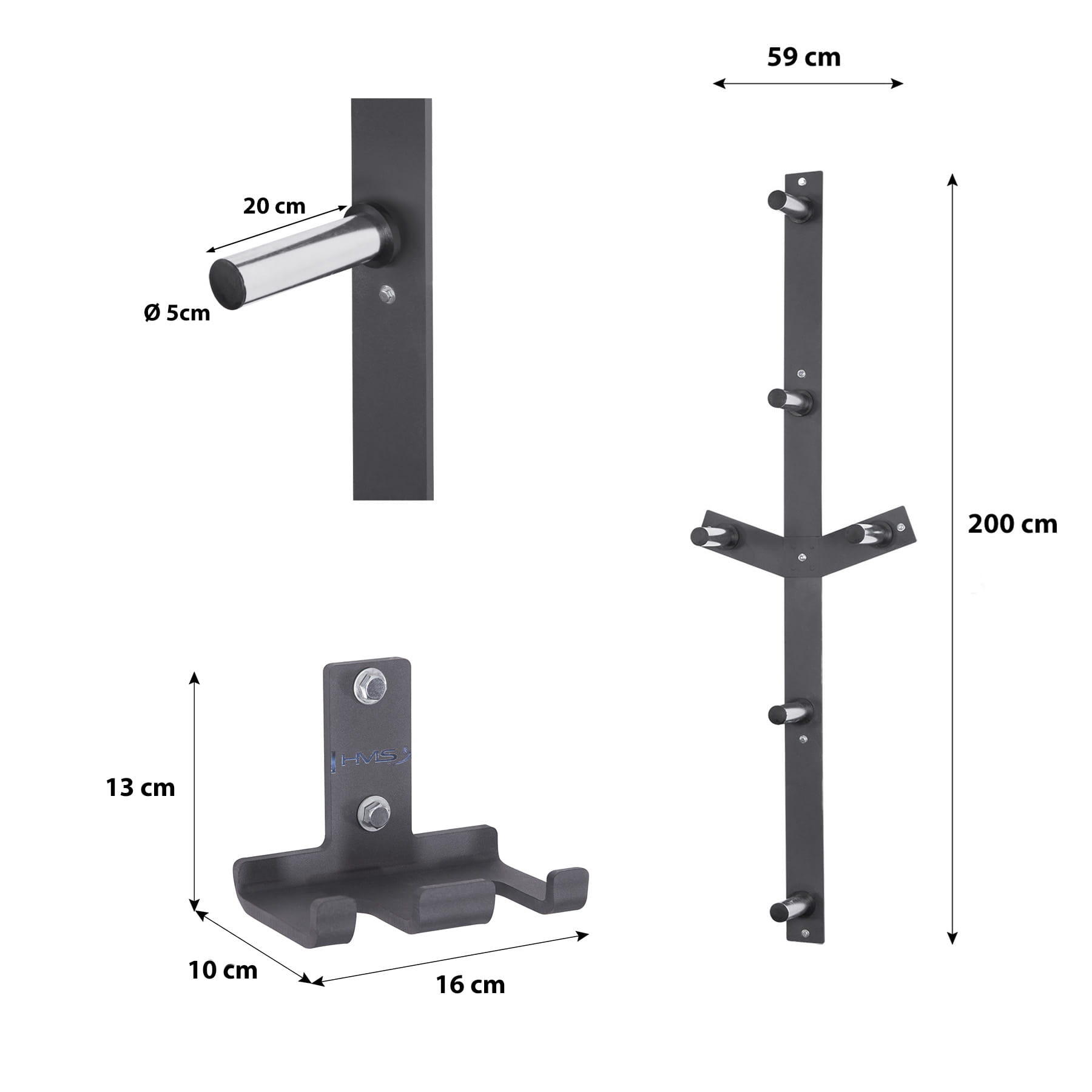 Set der wandhalterungen str28 für hantelstangen + str29 gewichtsablage ...