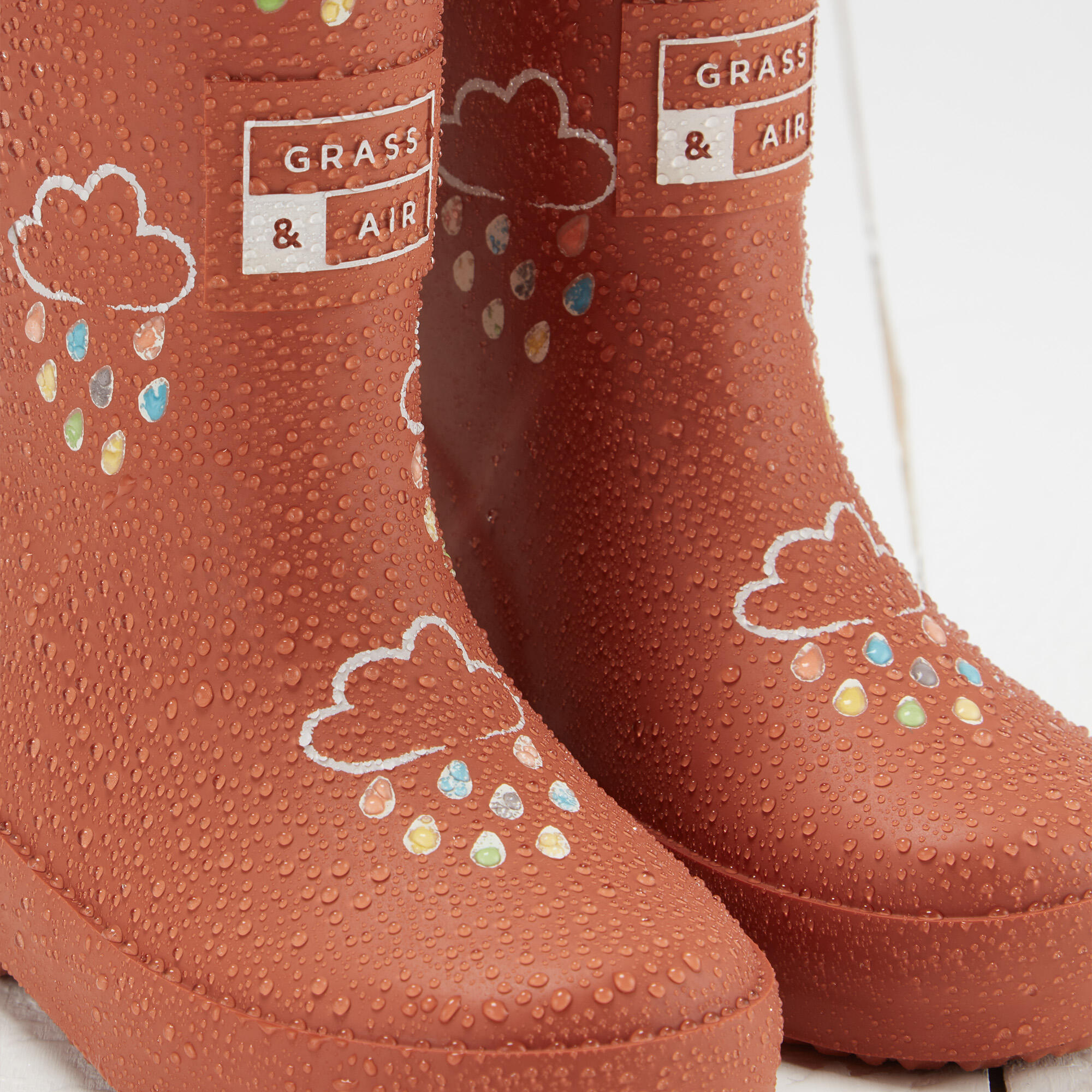 Little Kids Burnt Orange Colour-Changing Kids Wellies GRASS & AIR ...
