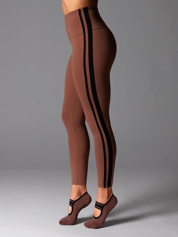 Brown and black striped leggings store