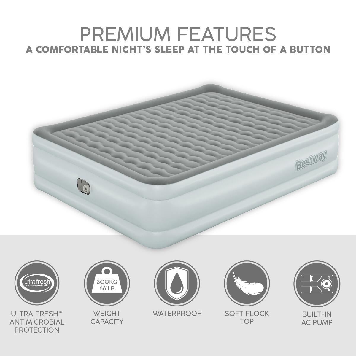 Bestway Tritech King Airbed with Built-in Pump, Wave Beam and Fast Inflation BESTWAY | Decathlon