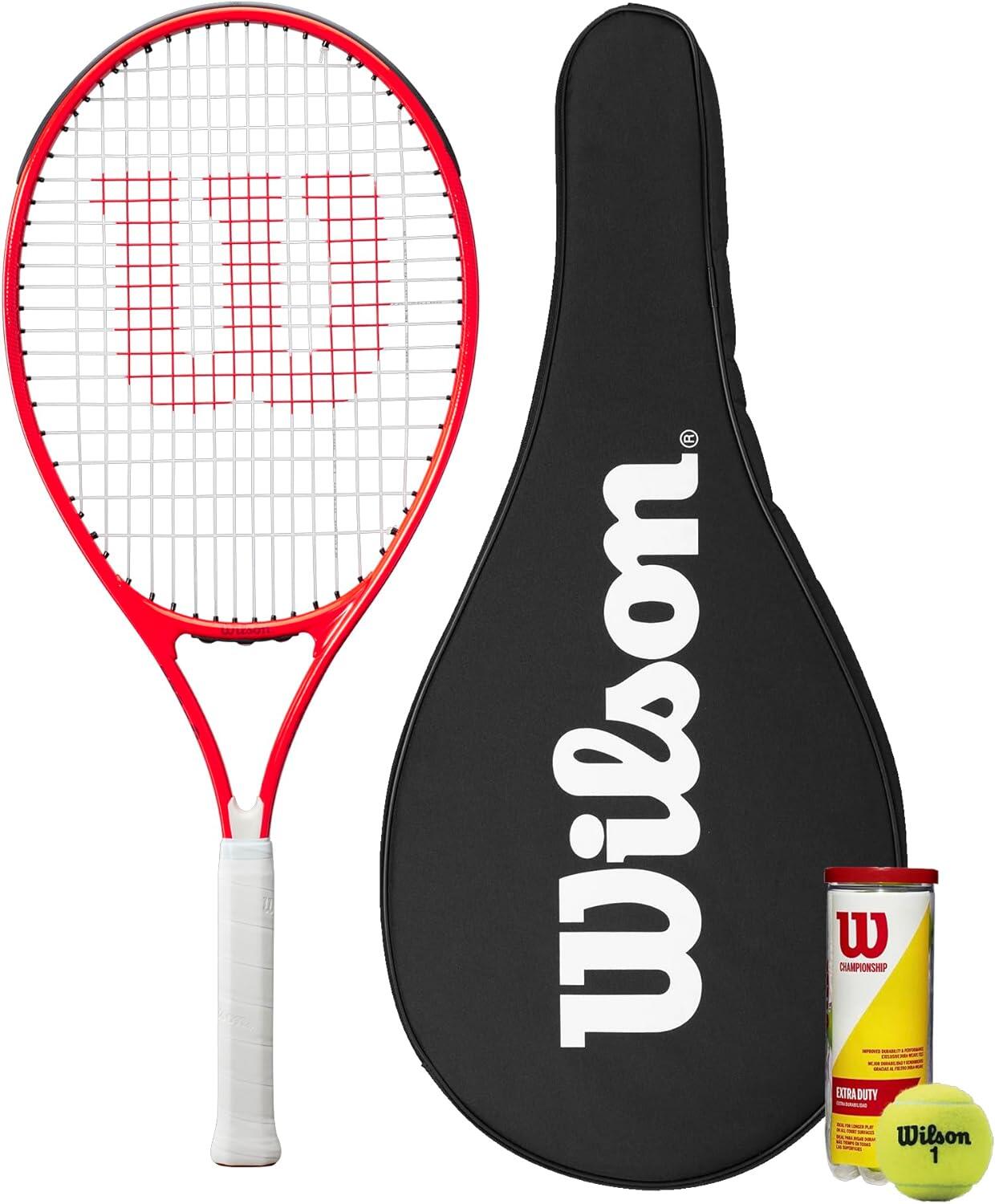 Wilson Federer 25" Junior Red Tennis Racket, Cover & 3 Tennis Balls ...