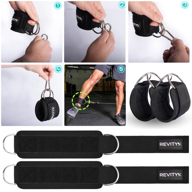 Uchwyty opaski na kostki do wyciągu Revity do treningu nóg i pośladków ...