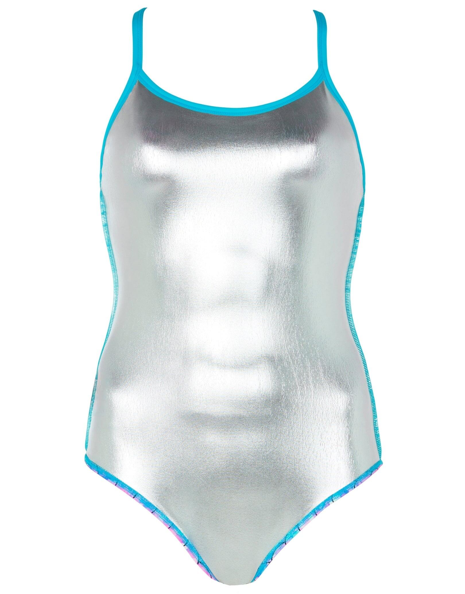 Zoggs Sirene Sparkle Thermal Ecofeel Strikeback Swimsuit - Aqua/Pink ...